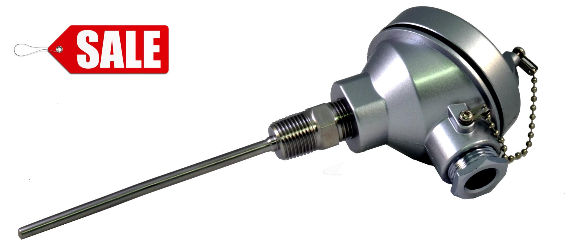 12" RTD Sensor Probe Industrial Head Assembly - PT100 3-Wire