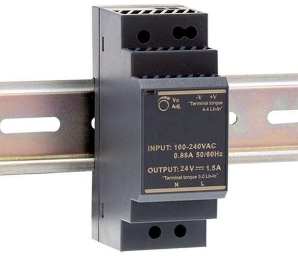 AC to DC DIN Rail Mount Power Supply Adapter - 24 VDC